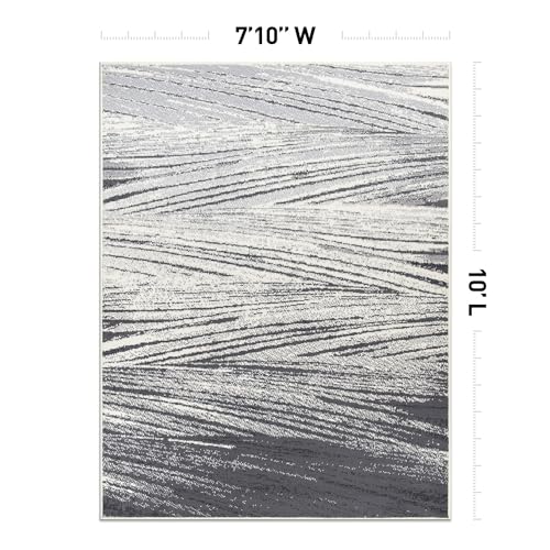 Rugshop Contemporary Distressed Abstract Soft Area Rug 8' x 10' Gray