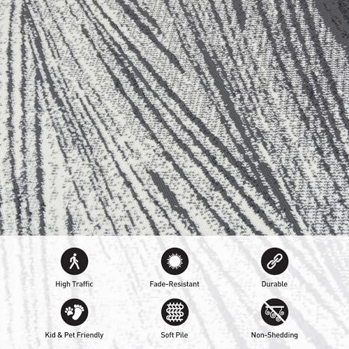 Rugshop Contemporary Distressed Abstract Soft Area Rug 8' x 10' Gray