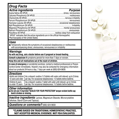 Hyland's Calms Forte' Sleep Aid Tablets, Natural Relief of Nervous Tension and Occasional Sleeplessness, 50 Count