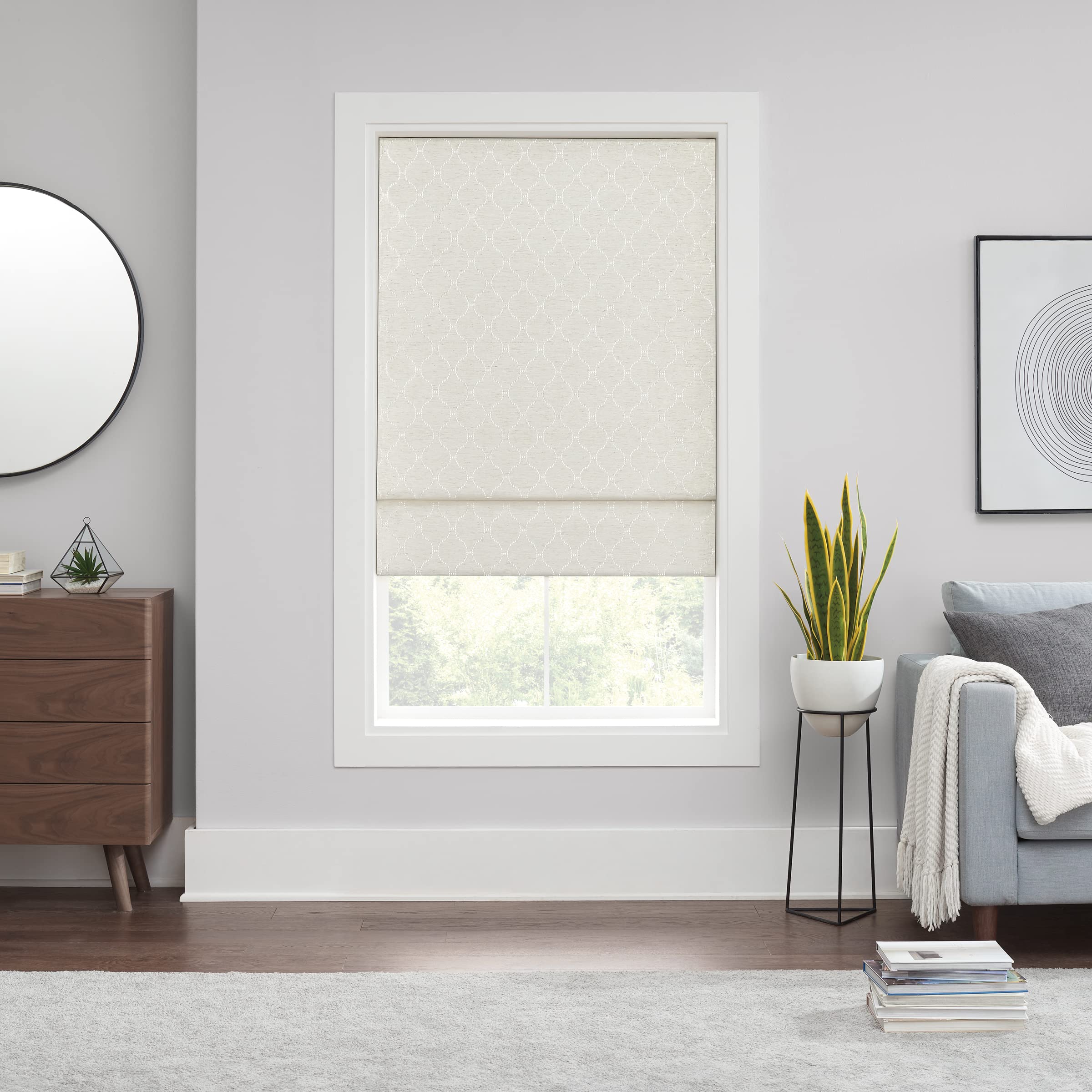 ECLIPSE Darien Insulating Blackout Cordless Lined Window Roman Shade for Living Room, 33 in x 64 in, Ivory