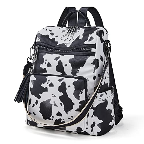 OPAGE Leather Backpack Purse for Women Fashion Tassel Ladies Shoulder Bags Designer Large Backpack Travel Bag