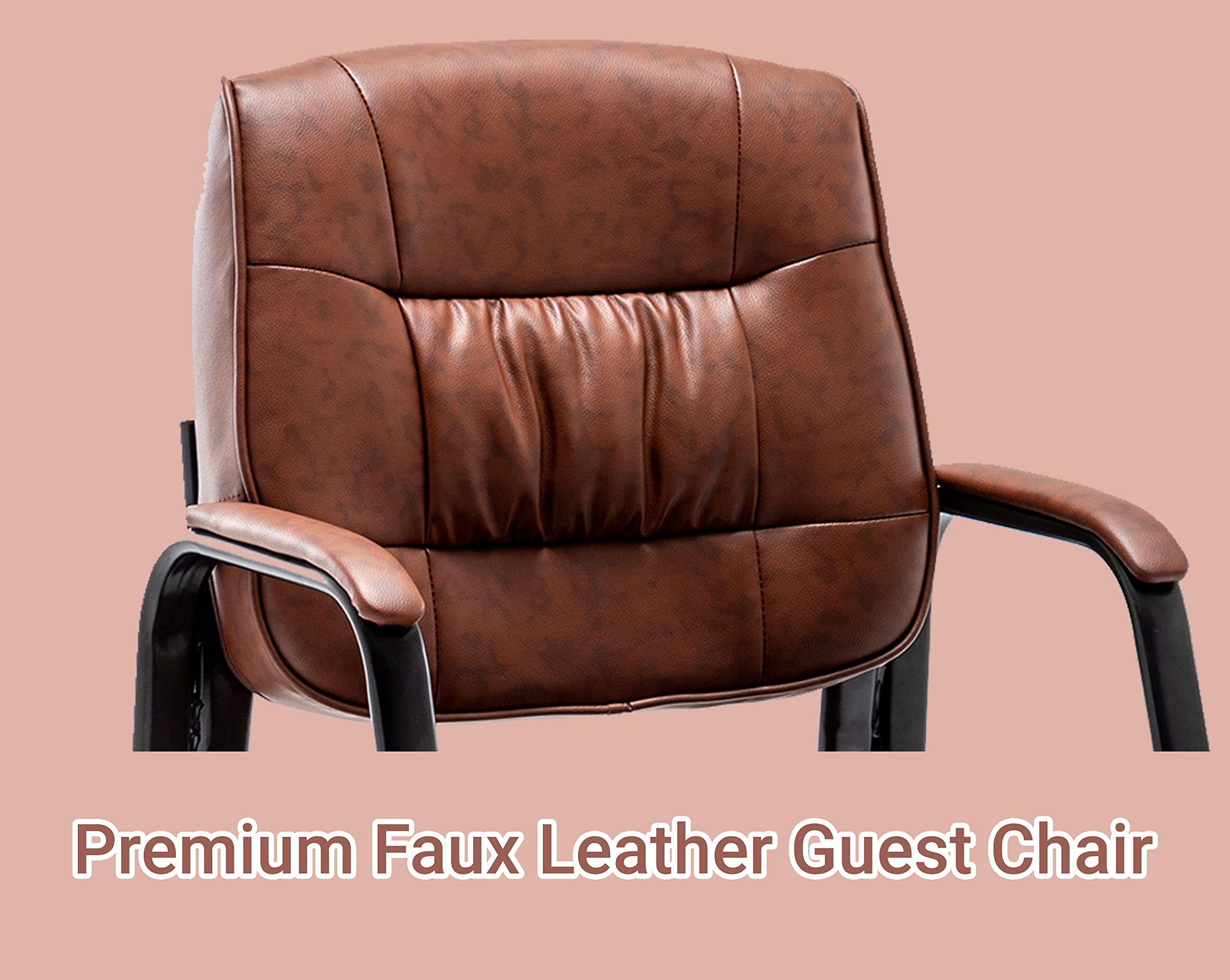 BTEXPERT Brown Leather Office Executive Waiting Room Guest Reception Side Conference Chair, BB5046BR