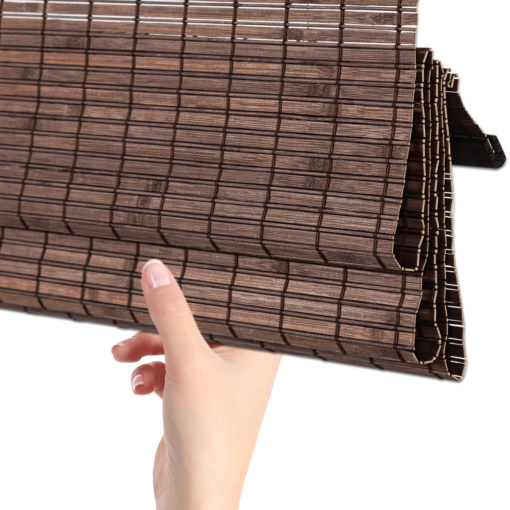 Cordless Bamboo Blinds Roman Shades Natural Weave Bamboo Roll Up Bamboo Blinds for Indoor Windows Home and Garden Easy Installation 30W*72L