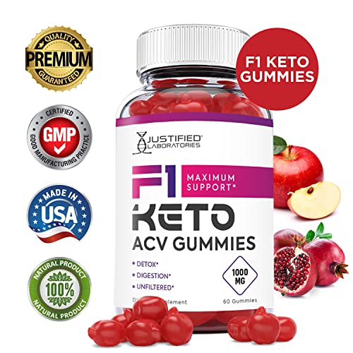 Justified Laboratories (5 Pack) F1 Keto ACV Gummies 1000MG with Pomegranate Juice Beet Root B12 300 Ketos Gummys
