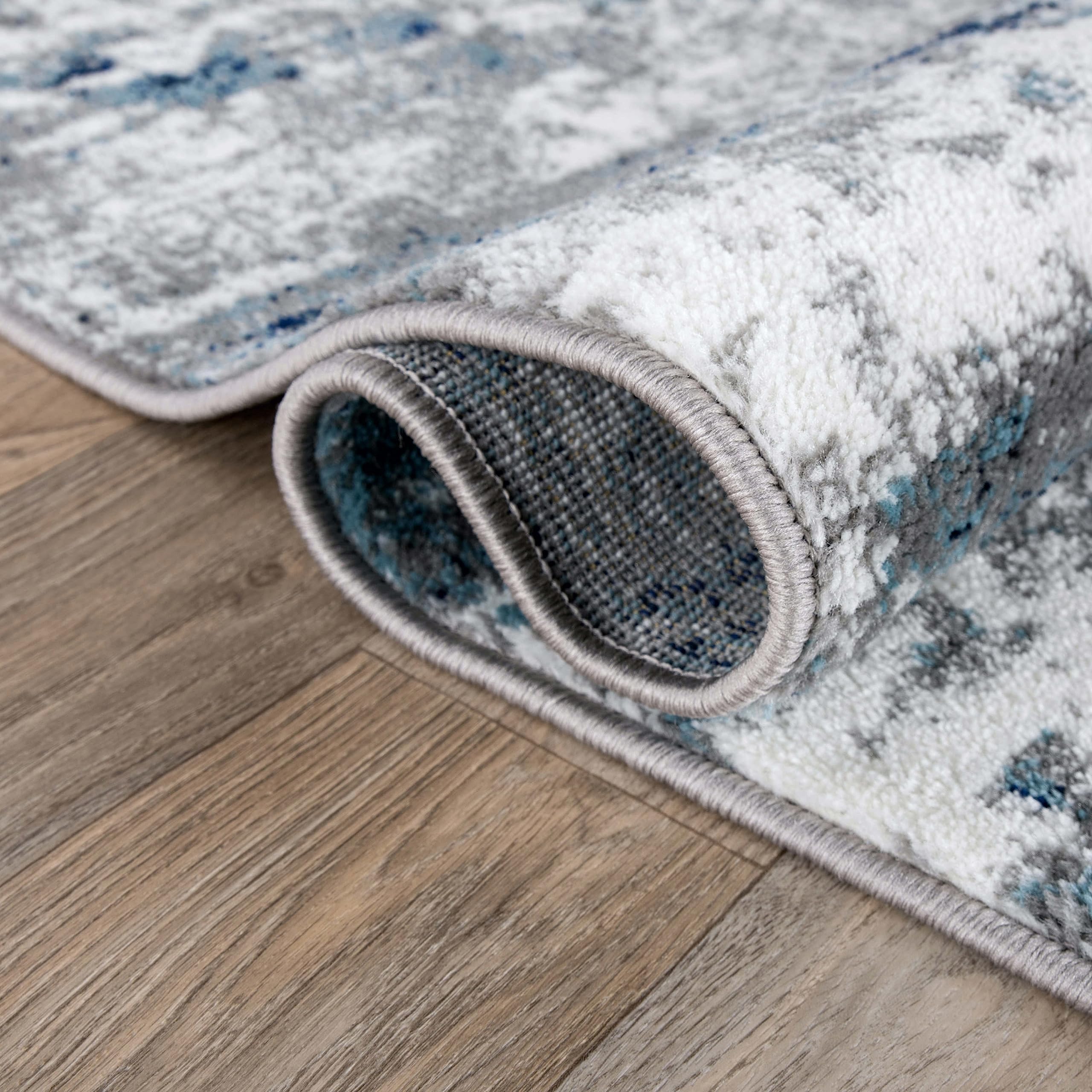 Rugshop Distressed Abstract Watercolor Area Rug 6'6" x 9' Blue