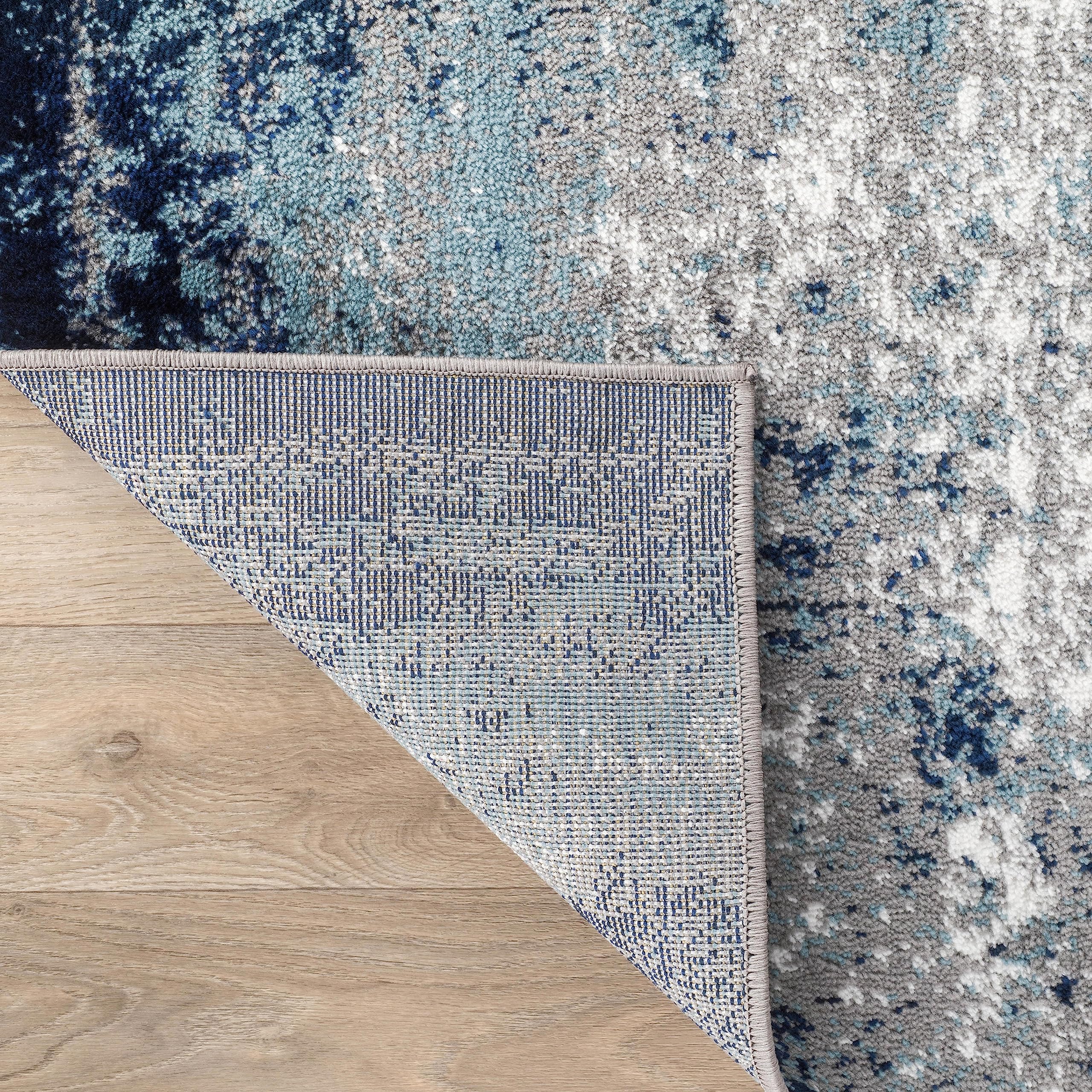 Rugshop Distressed Abstract Watercolor Area Rug 6'6" x 9' Blue