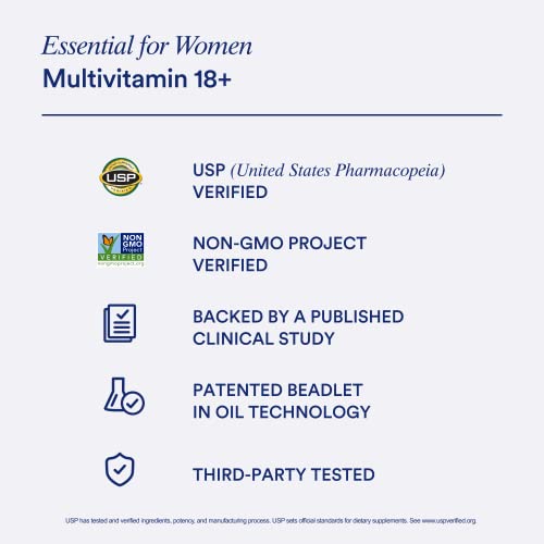 Ritual Multivitamin for Women 18+, Clinical-Backed Multivitamin with Vitamin D3 for Immune Support*, Vegan Omega 3 DHA, B12, Iron, Gluten Free, Non GMO, Mint Essenced, 30 Day Supply, 60 Capsules