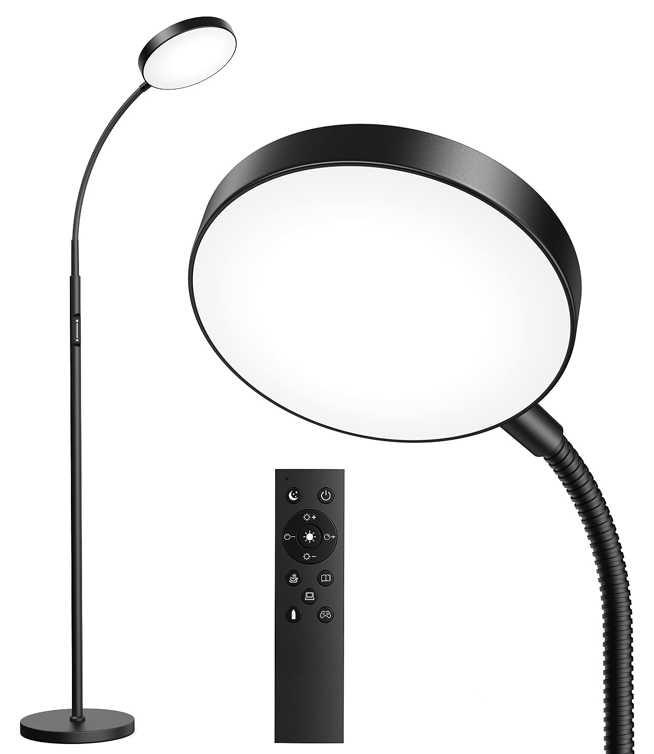JOOFO Floor Lamp, Led Floor Lamp, Remote and Touch Control, 1 Hour Timer Reading Standing Lamp, 4 Color Temperatures with Stepless Dimmer Floor Lamp for Living Room Bedroom Office, Black
