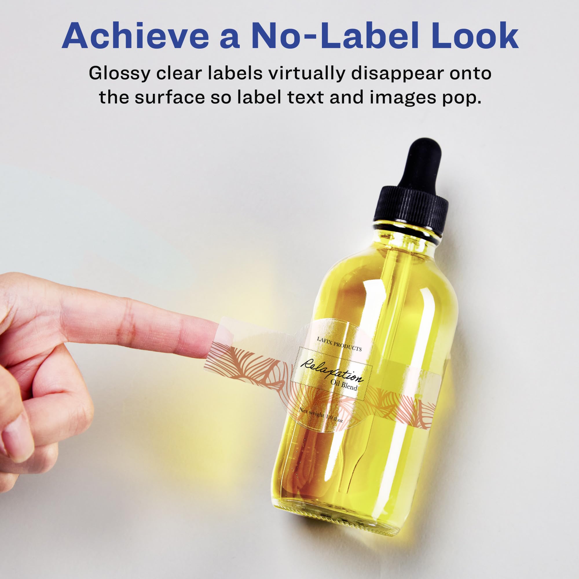 Avery Glossy Clear Cigar Labels with Sure Feed, 1.5" x 3.5", 100 Glossy Clear Labels, Print-to-The-Edge, Laser/Inkjet Printable Labels