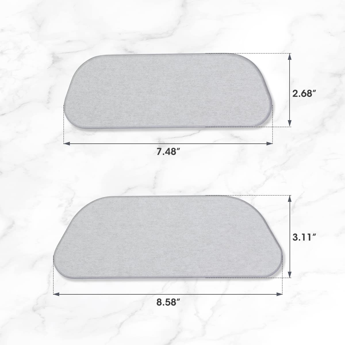 Magicfour 2 Pack Quick Dry Drip Catcher for Refrigerator Drip Tray, Diatomite Refrigerator Water Drip Catcher, Water Absorbent Fridge Water Dispenser Drip Tray, Slim, Reusable, Grey, 2 Sizes