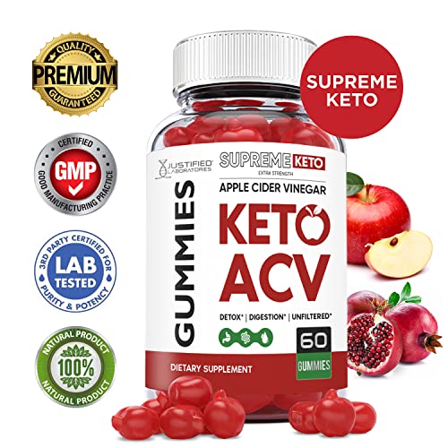Justified Laboratories (2 Pack) Supreme Keto ACV Gummies 1000MG with Pomegranate Juice Beet Root B12 120 Gummys