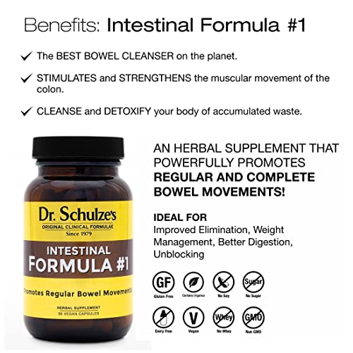 Dr. Schulze's Intestinal Formula #1 Colon Bowel Cleanse Laxative Capsules, 90 Count (90 Capsules)
