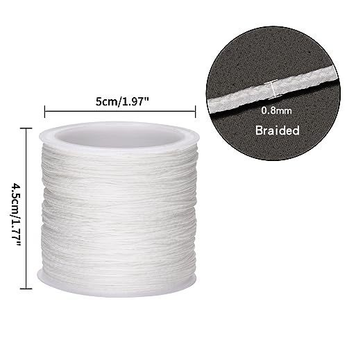 jijAcraft 110 Yards White Nylon Cord, 0.8mm White Braided Lift Shade Cord, Braided Nylon Wind Chime String Cord for Blind Shade, Gardening Plant, Bracelet Making, DIY Crafts