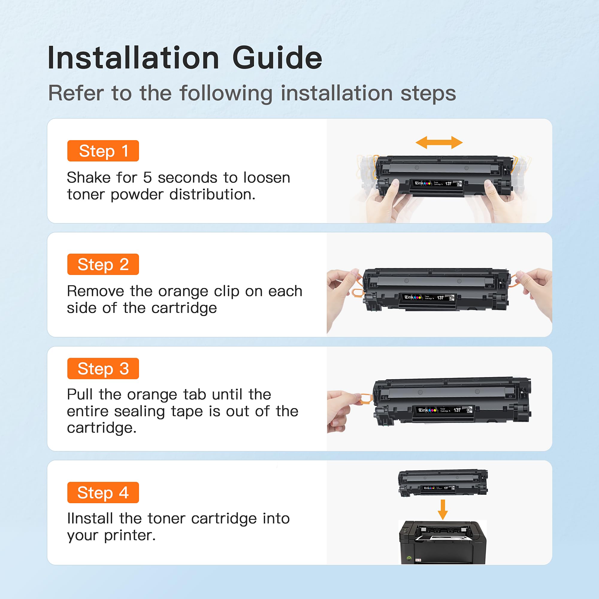 E-Z Ink (TM) Compatible Toner Cartridge Replacement for Canon 137 CRG 137 CRG137 9435B001AA to use with ImageClass D570 MF236n MF216N MF227dw MF247dw MF212w MF217w MF244dw Printer (Black, 4 Pack)