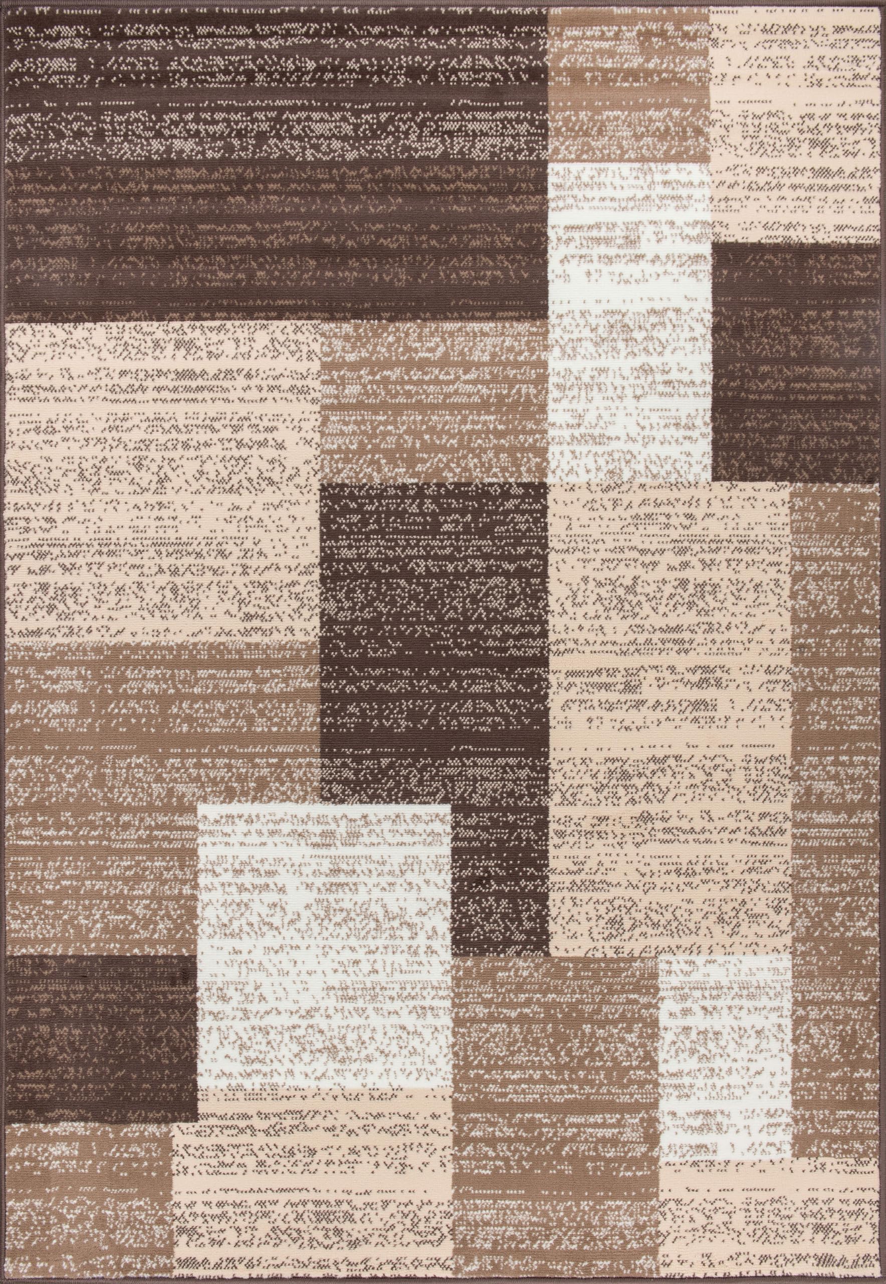 Rugshop Contemporary Distressed Boxes Soft Area Rug 5' x 7' Brown