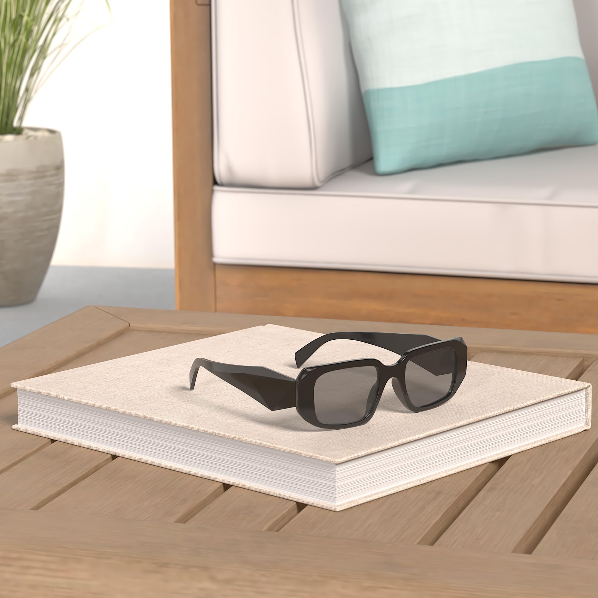 Haqptul Trendy Rectangle Sunglasses for Women Men Square Retro Vintage Hexagon Glasses 90S Y2K Shades Aesthetic Accessories