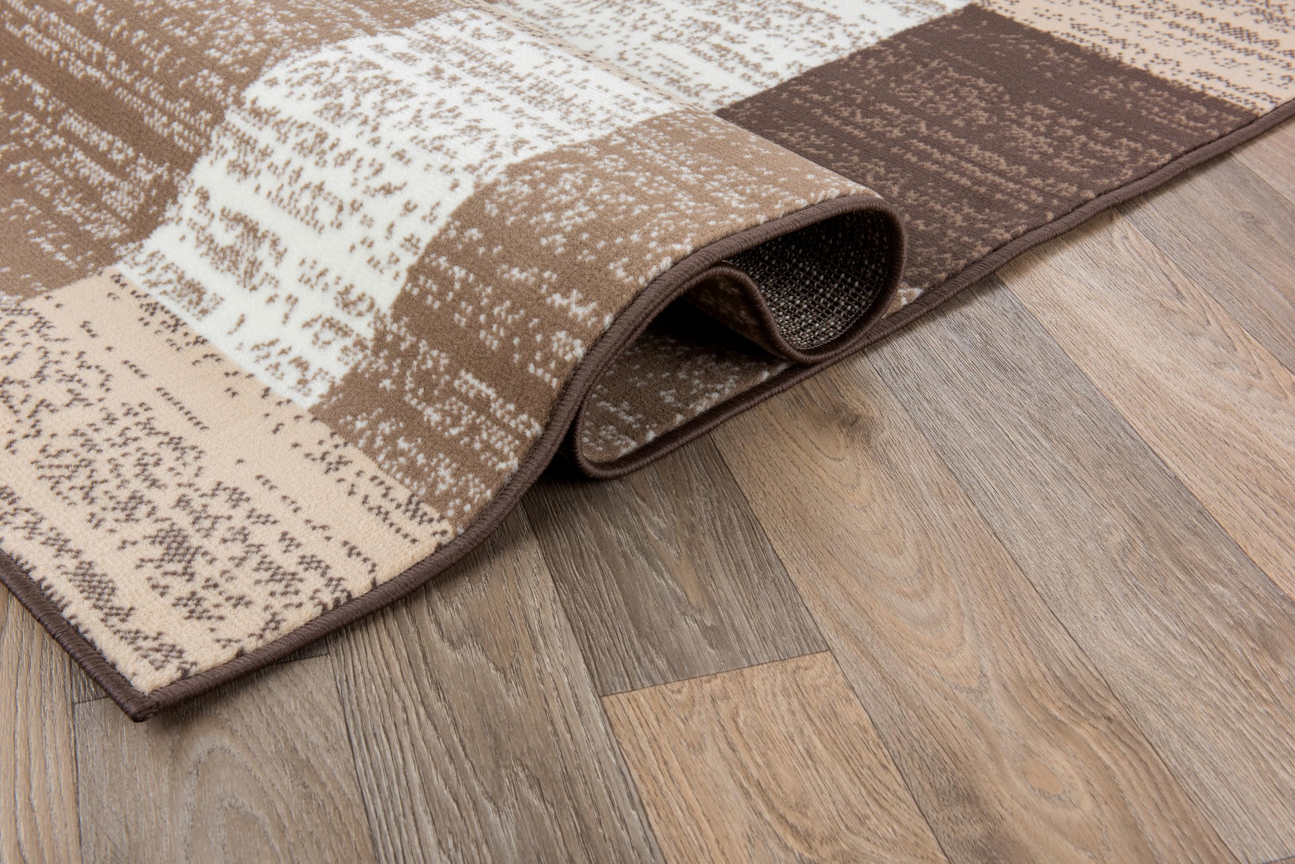 Rugshop Contemporary Distressed Boxes Soft Area Rug 5' x 7' Brown