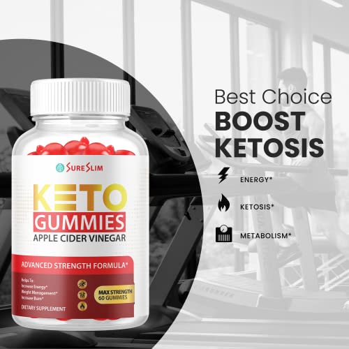 Sure Slim Keto Gummies - Vegan, Non GMO - Sure Slim ACV Keto Gummies with Apple Cider Vinegar, Sureslim Keto Gummies with ACV for Ketosis, Advanced Formula Ketogenic (2 Pack)