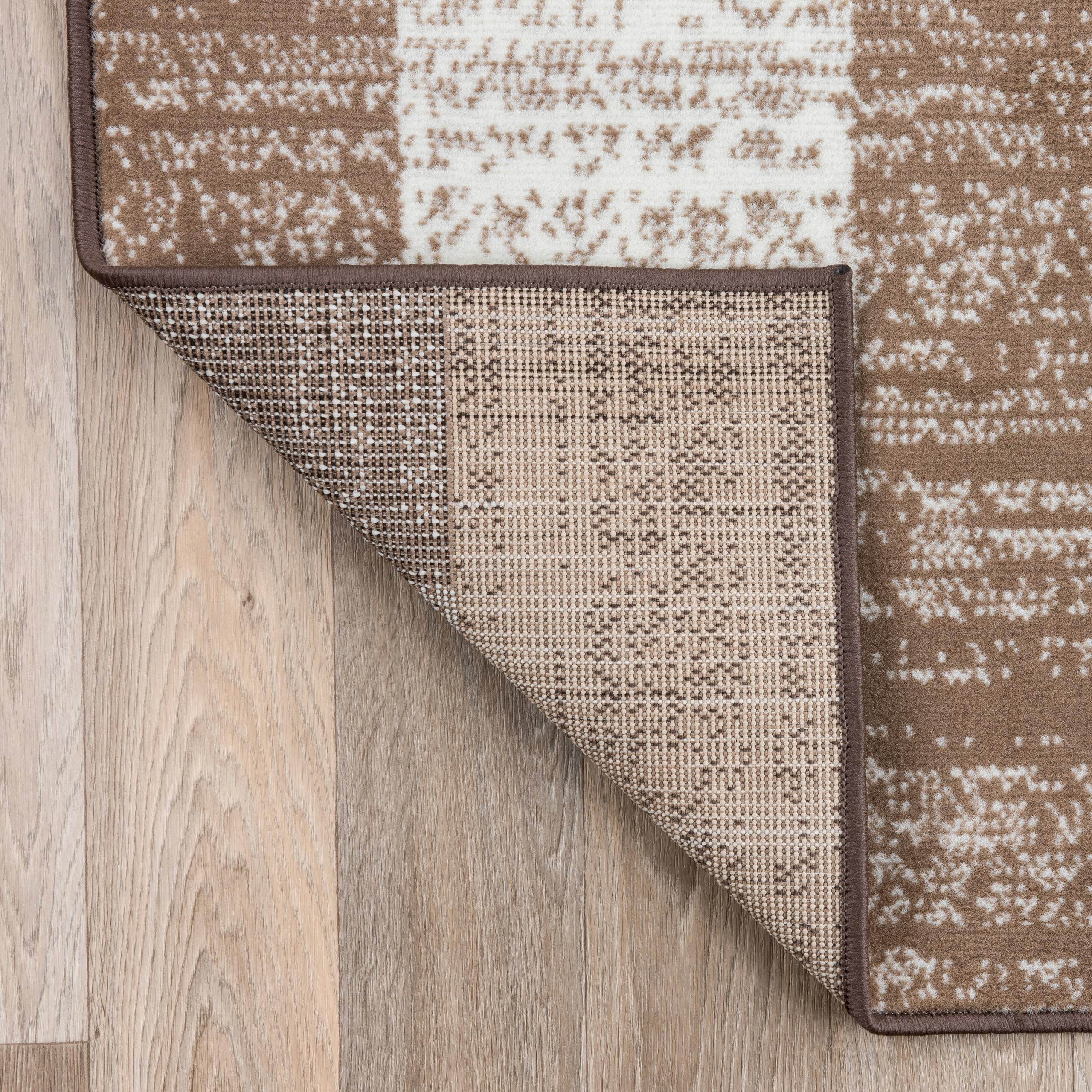 Rugshop Contemporary Distressed Boxes Soft Area Rug 5' x 7' Brown