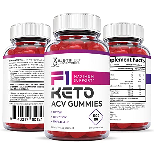 (3 Pack) F1 Keto ACV Gummies 1000MG with Pomegranate Juice Beet Root B12 180 Ketos Gummys