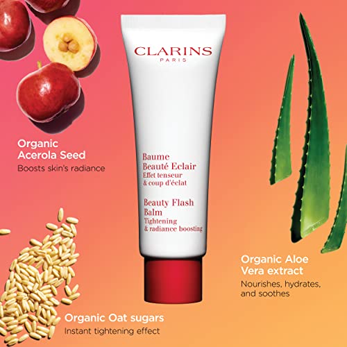 Clarins Beauty Flash Balm | 3-In-1 Hydrating 10-Minute Face Mask, Make-Up Primer, or Quick Pick Me Up Radiance Booster | Moisturizes, Brightens and Visibly Tightens | Non-Oily and Non-Comedogenic