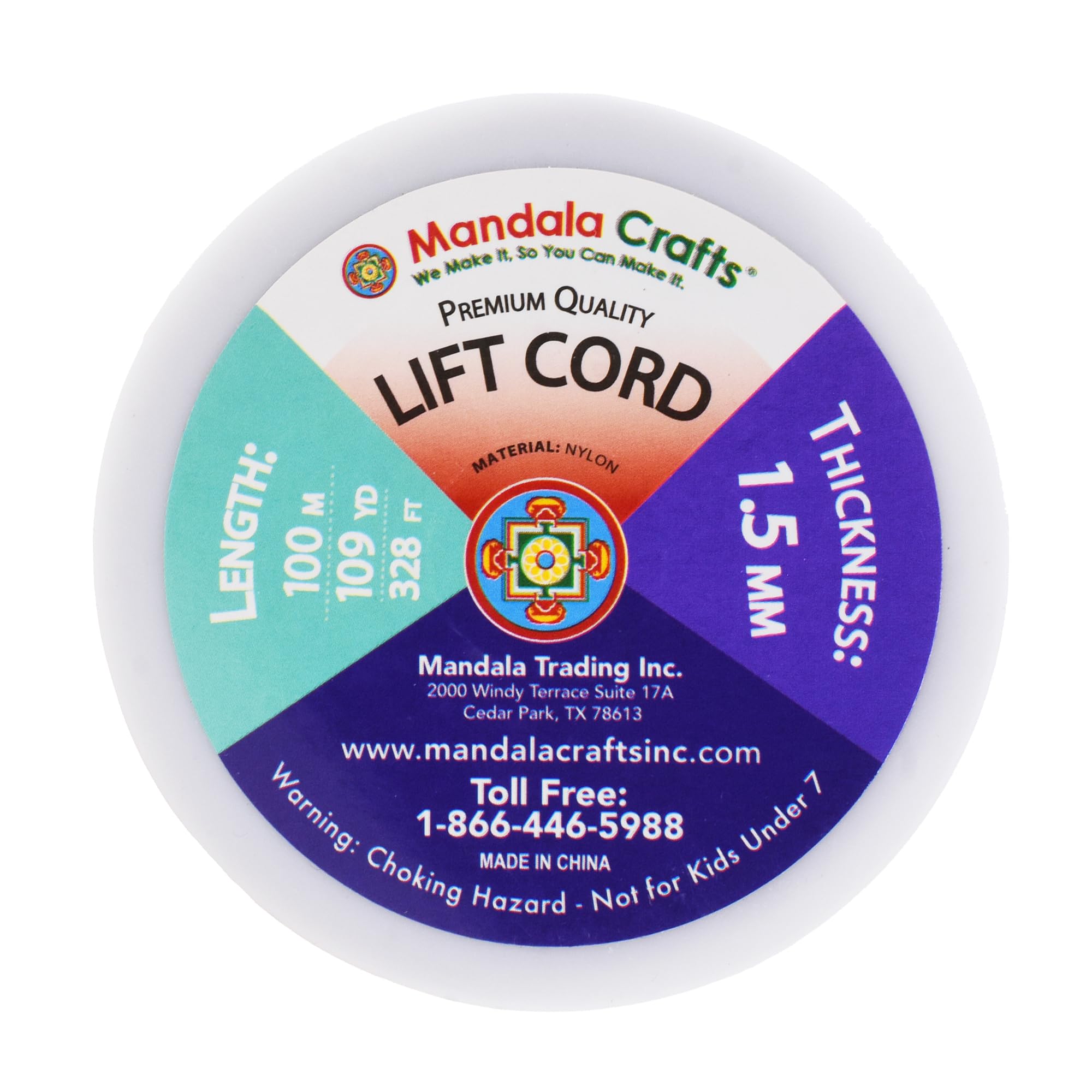 Mandala Crafts Strings Lift Cords - Roman Shades Cord Egg Shell 1.5mm Nylon Cord - 109 Yds Braided Nylon String