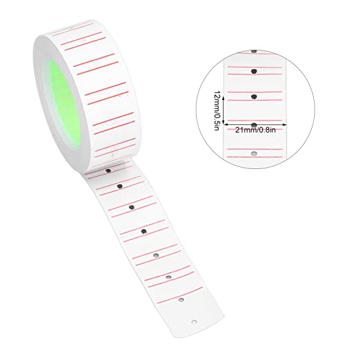Jopwkuin Price Tag Labels, Clear Printing Quick Drying Ink Paper Price Stickers Smooth Output with Red Lines for MX5500 Labeller