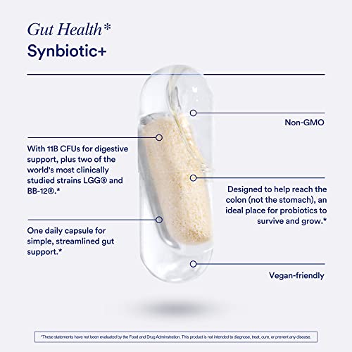 Ritual Synbiotic+ : Probiotic, Prebiotic, Postbiotic, 3-in-1 Formula for Gut Health, Bloat Support, Immune Support, Clinically-Studied, Delayed-Released Capsule Designed to Thrive, 30 Vegan Capsules