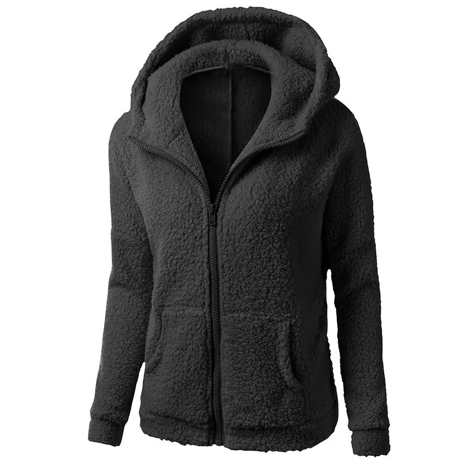 Women Sherpa Jackets Winter Coats Faux Fur Lined Hooides Oversized Fluffy Fuzzy Fleece Jacket