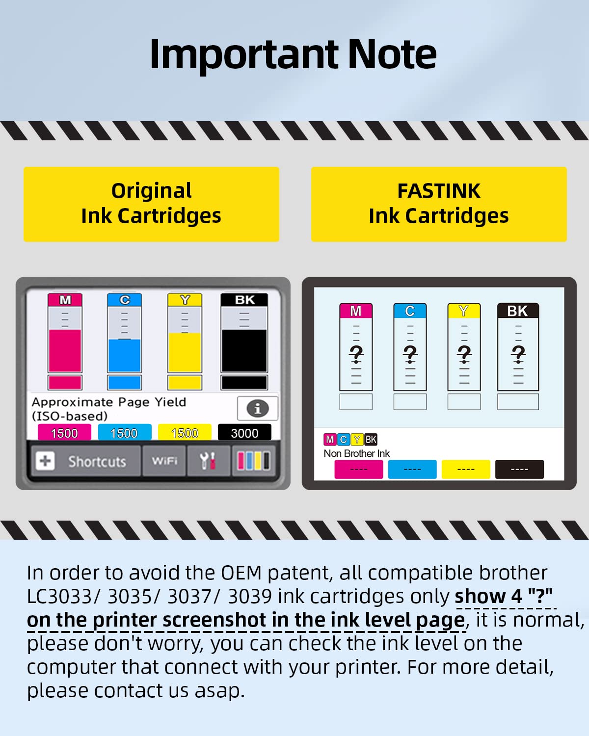 Compatible Brother LC3033 Ink Cartridges | High-Yield | 4 Pack | Latest Chipset ,Work with Brother MFC-J995DW MFC-J805DW MFC-J815DW XL for LC3033 bk/c/m/y Ink cartridges Brother