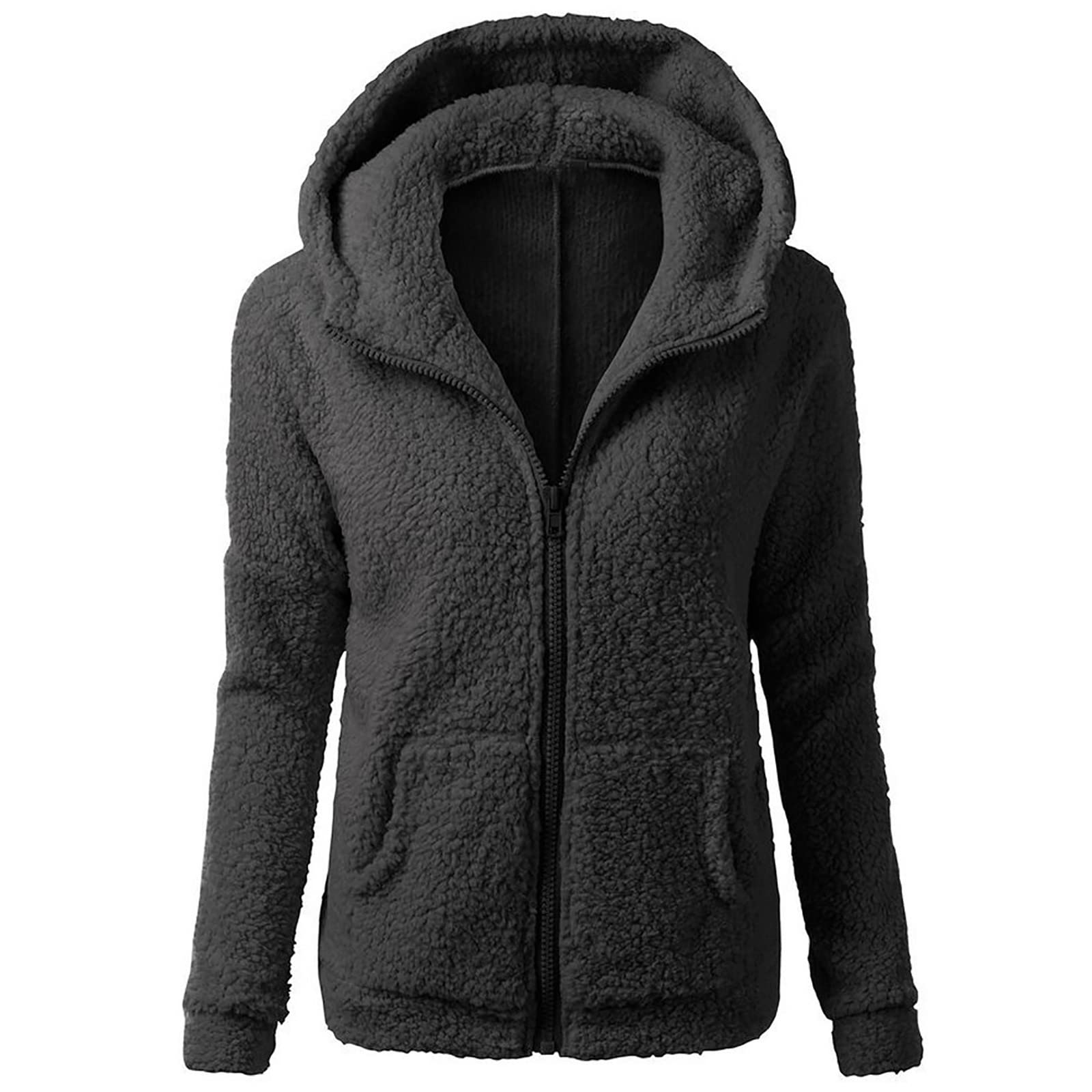 Women Sherpa Jackets Winter Coats Faux Fur Lined Hooides Oversized Fluffy Fuzzy Fleece Jacket