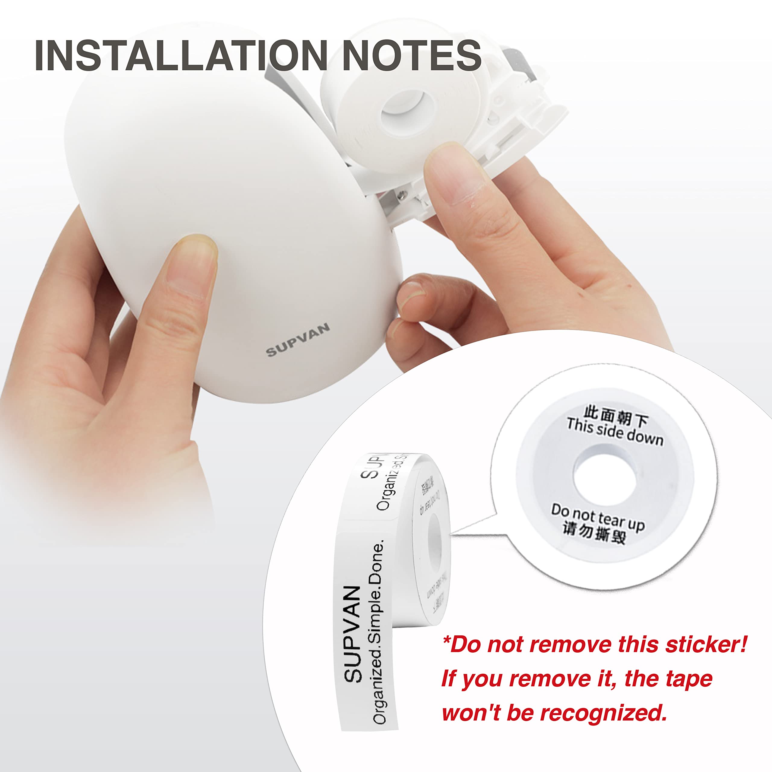 Label Maker Tape SUPVAN E10 Adapted Label Print Paper Refill Size Continous 0.59inx19.68ft Thermal Laminated Waterproof Self-Adhesive Multipurpose Labeling Tape Replacement