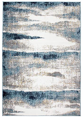 Rugshop Modern Abstract Waves Area Rug 7'10" x 10' Blue