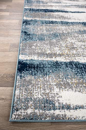 Rugshop Modern Abstract Waves Area Rug 7'10" x 10' Blue