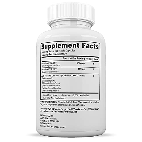 Justified Laboratories (3 Pack) Fungus Clear Pills 1.5 Billion CFU Probiotic Supports Strong Healthy Natural Clear Nails Plus Eliminates Fungus 180 Capsules