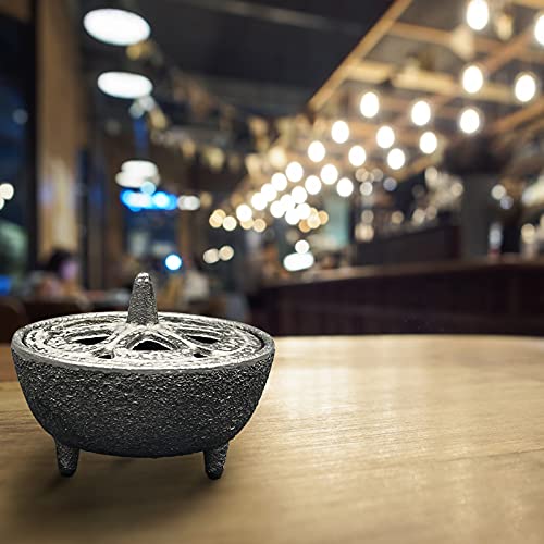 Incense Burner, Incense Burner Holder, Cast Iron Incense Burner with Incense Stick Holder and Fireproof Cotton. Ideal for Incense Sticks, Resin Incense, Cone Incense and Ritual Purpose, Decor, Etc.…