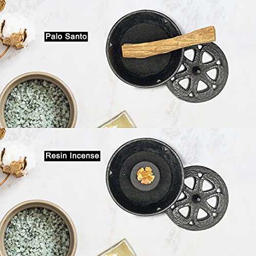 Incense Burner, Incense Burner Holder, Cast Iron Incense Burner with Incense Stick Holder and Fireproof Cotton. Ideal for Incense Sticks, Resin Incense, Cone Incense and Ritual Purpose, Decor, Etc.…