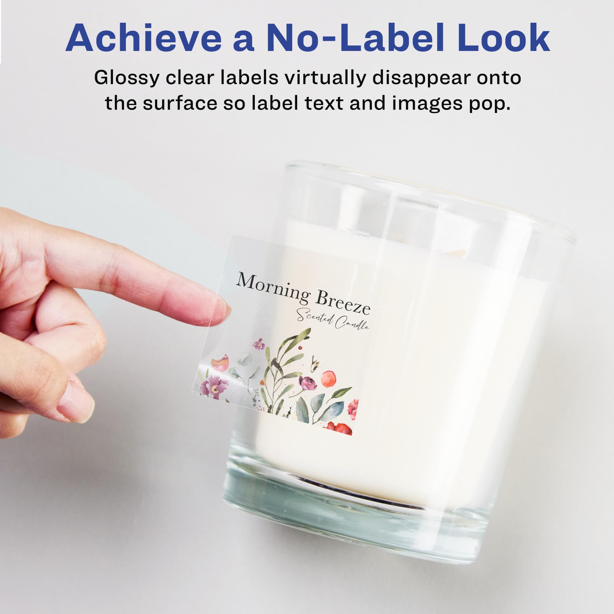 Avery Glossy Clear Square Labels with Sure Feed, 8" x 8", 50 Glossy Clear Labels, Laser/Inkjet Printable Labels