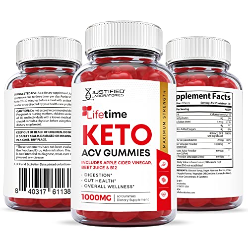 (5 Pack) Lifetime Keto ACV Boost Gummies 1000MG with Pomegranate Juice Beet Root B12 300 Gummys