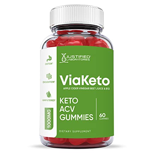 Justified Laboratories (3 Pack) Viaketo Keto Gummies 1000MG Via Keto ACV with Pomegranate Juice Beet Root B12 180 Gummys