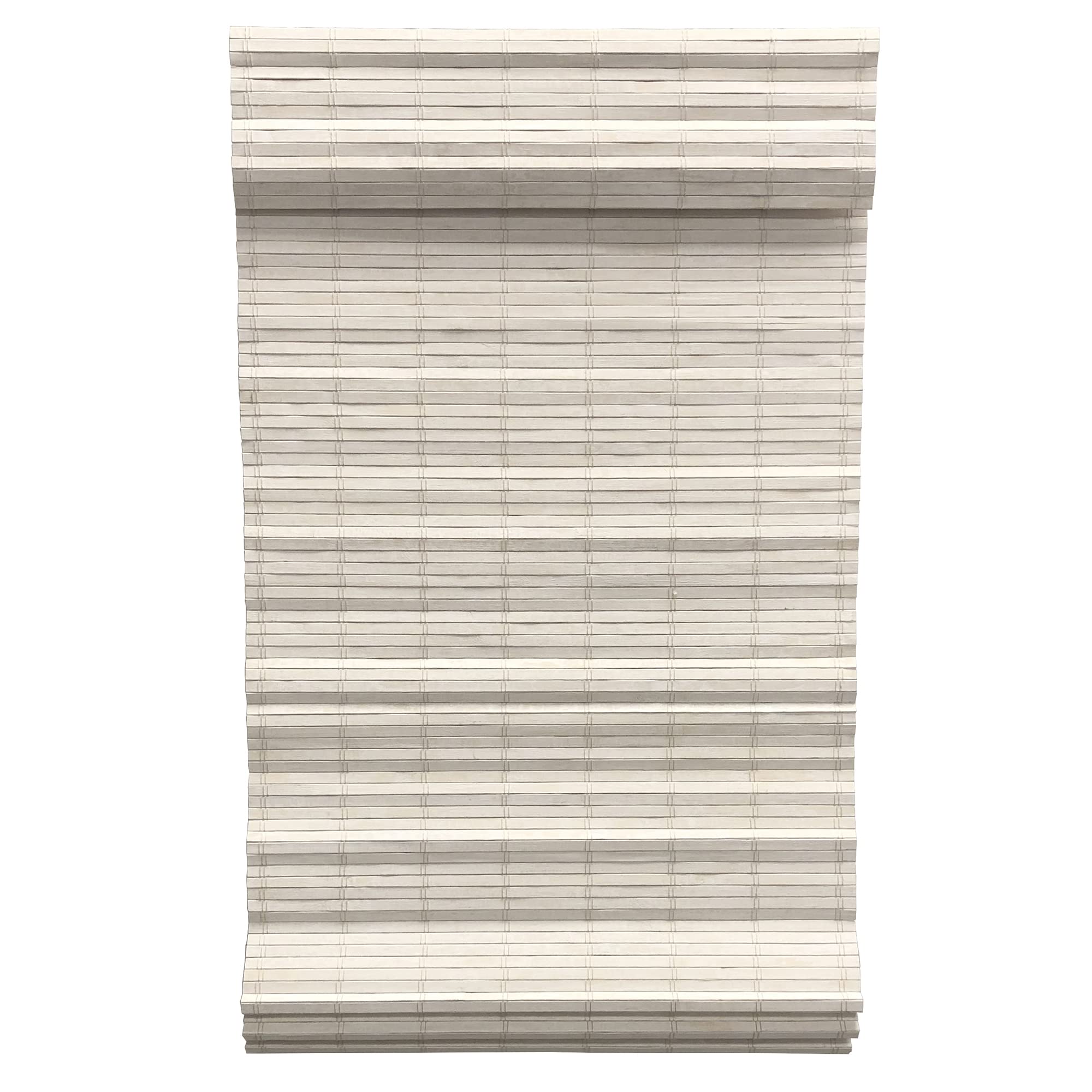 Radiance Cordless Bamboo Roman Shades for Windows - Bamboo Blinds for Minimal Privacy & Light Filtering - Brooklyn Flatstick Bamboo Shades for Inside Mount - White - 34" W x 64" L - (2216910E)