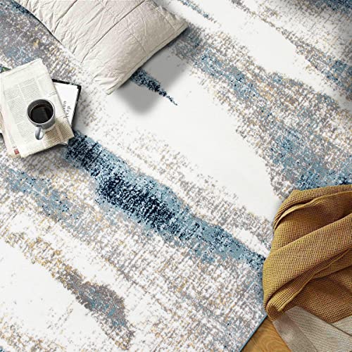 Rugshop Modern Abstract Waves Area Rug 7'10" x 10' Blue