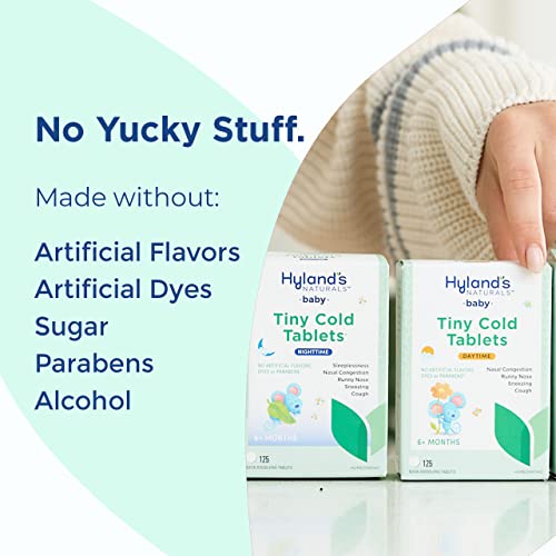 Hyland's Infant and Baby Cold Medicine, Naturals Baby Tiny Cold Tablets, Day & Night Value Pack, Decongestant and Cough Relief, 250 Quick-Dissolving Tablets