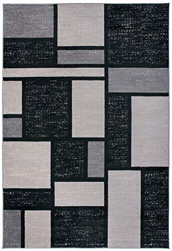 Rugshop Contemporary Modern Boxes Design Soft Area Rug 9' x 12' Gray