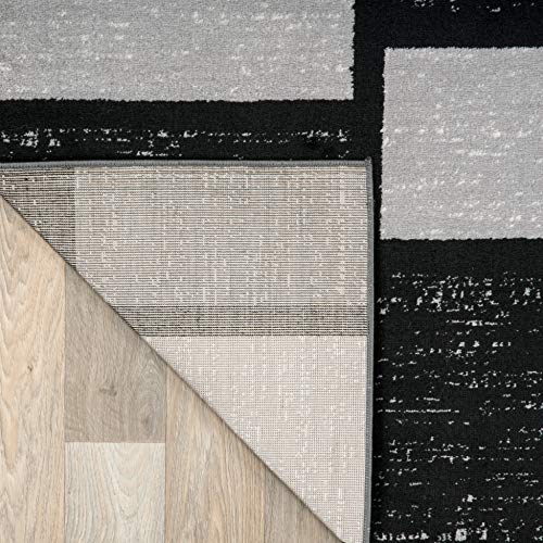 Rugshop Contemporary Modern Boxes Design Soft Area Rug 9' x 12' Gray