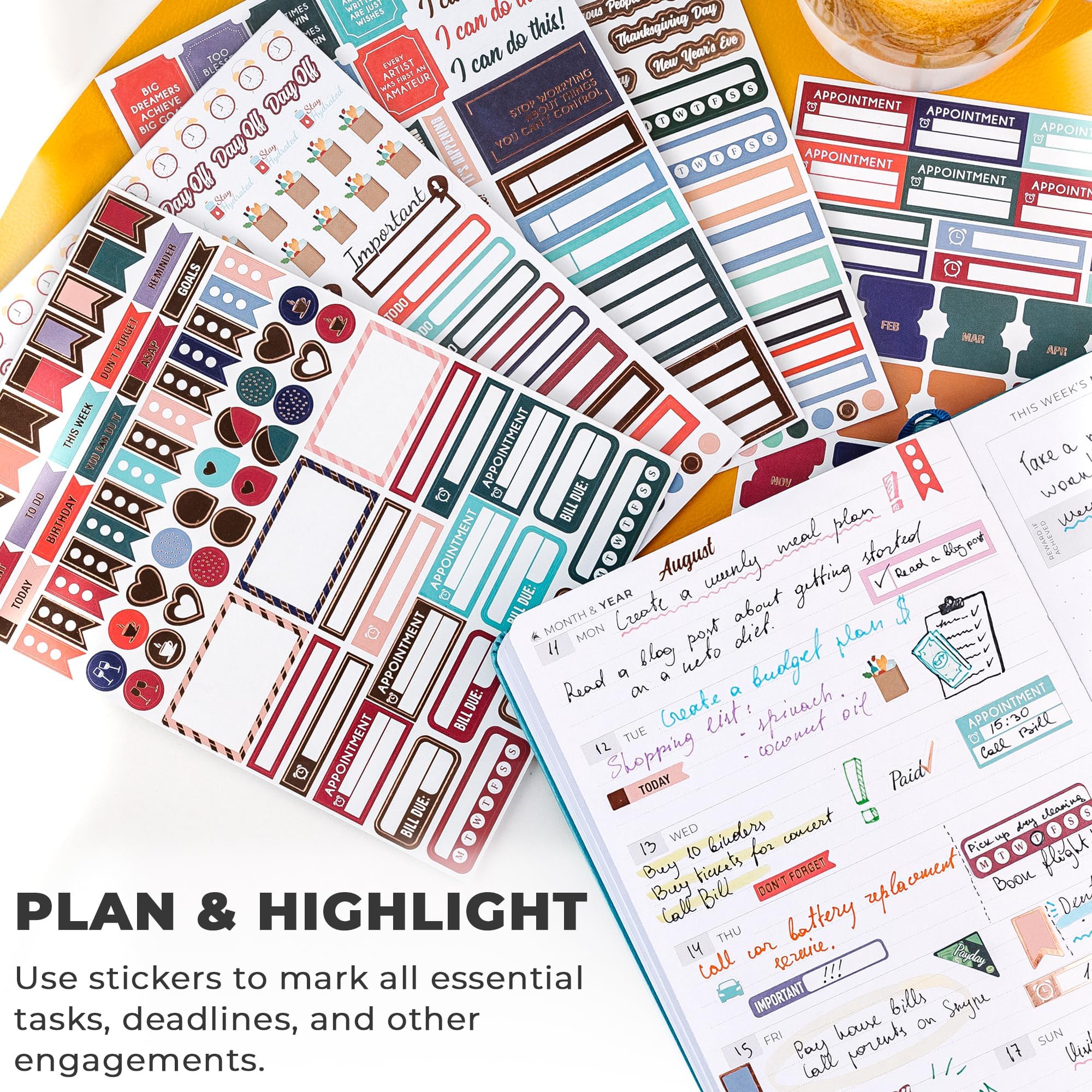 Clever Fox Planner Stickers – Monthly, Weekly & Daily Planner Stickers 14 Sheets Set of 1360+ Unique Stickers by Clever Fox (Value Pack)