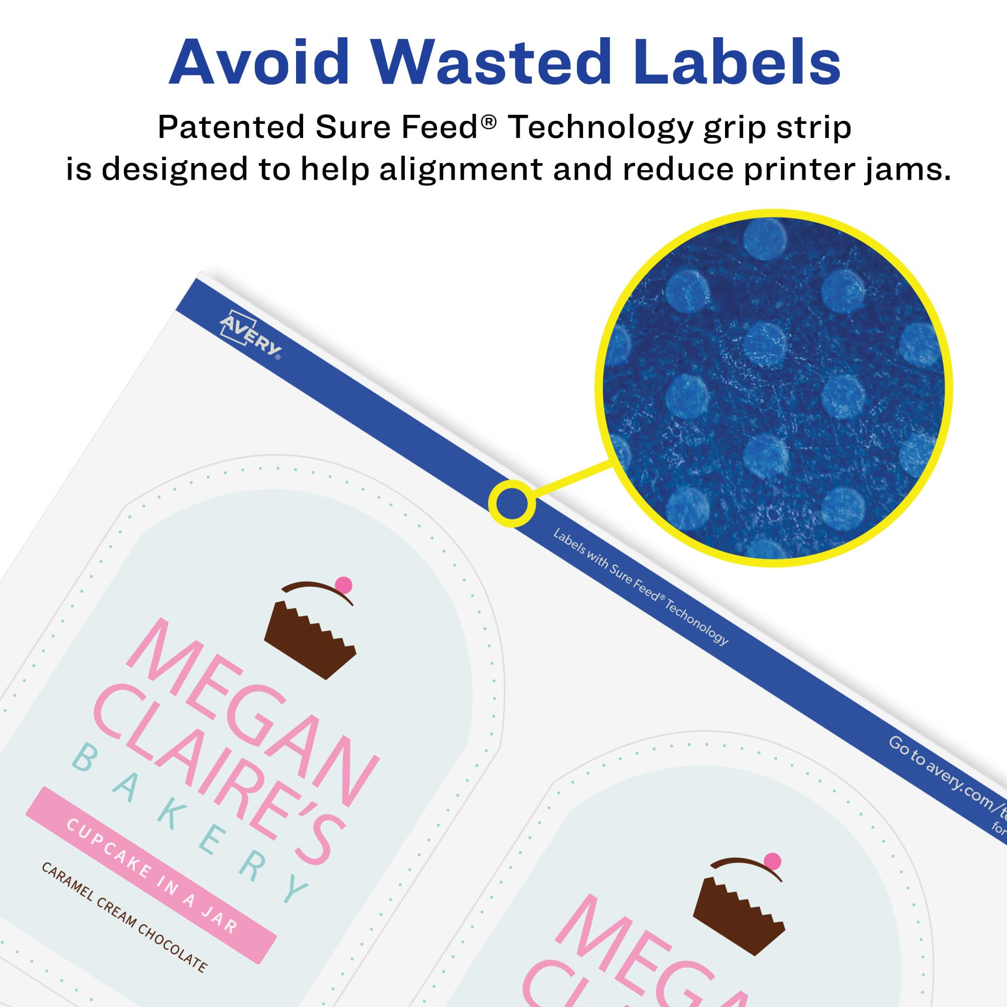 Avery Glossy Clear Arched Labels with Sure Feed, 4.75" x 3.5", 100 Glossy Clear Labels, Print-to-The-Edge, Laser/Inkjet Printable Labels