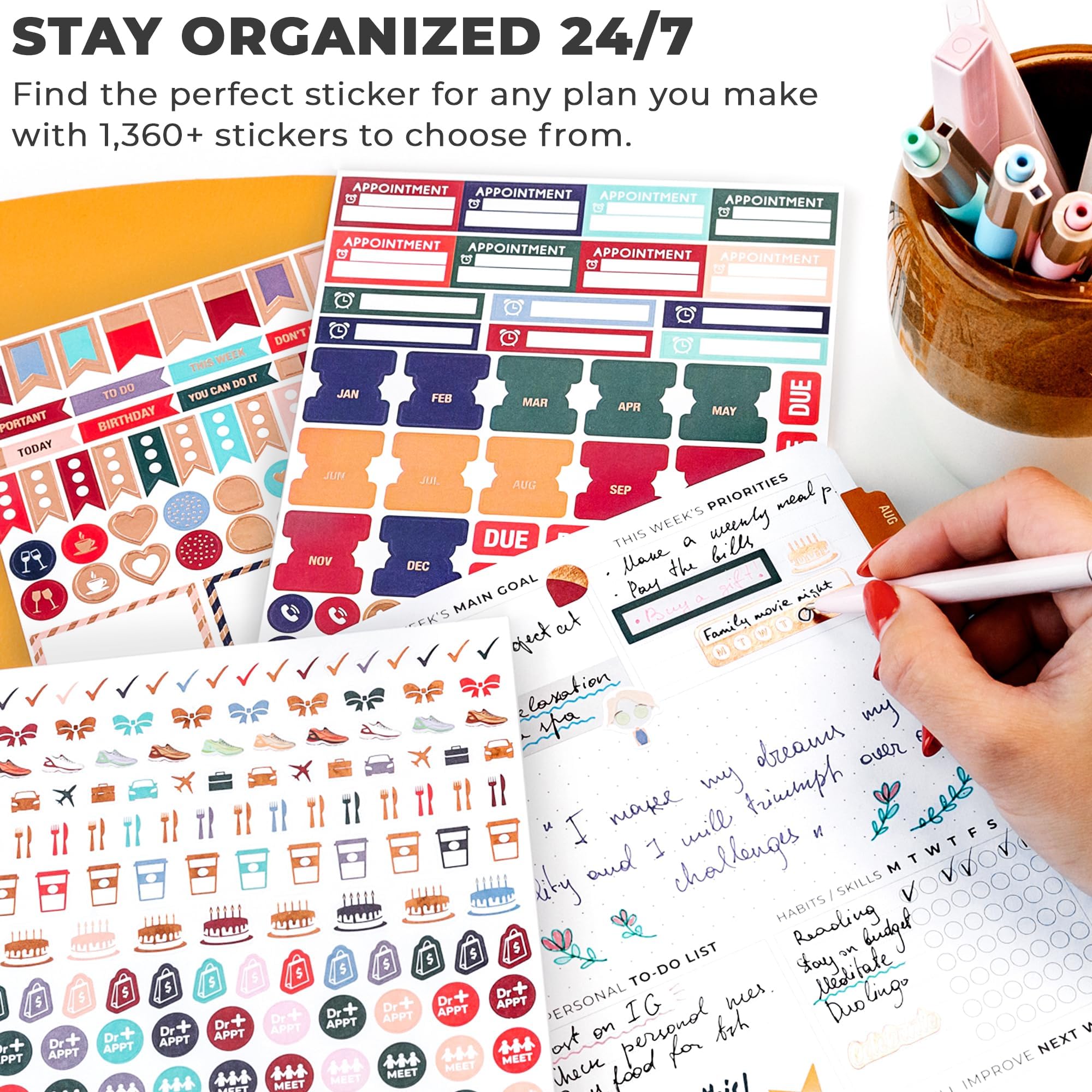 Clever Fox Planner Stickers – Monthly, Weekly & Daily Planner Stickers 14 Sheets Set of 1360+ Unique Stickers by Clever Fox (Value Pack)