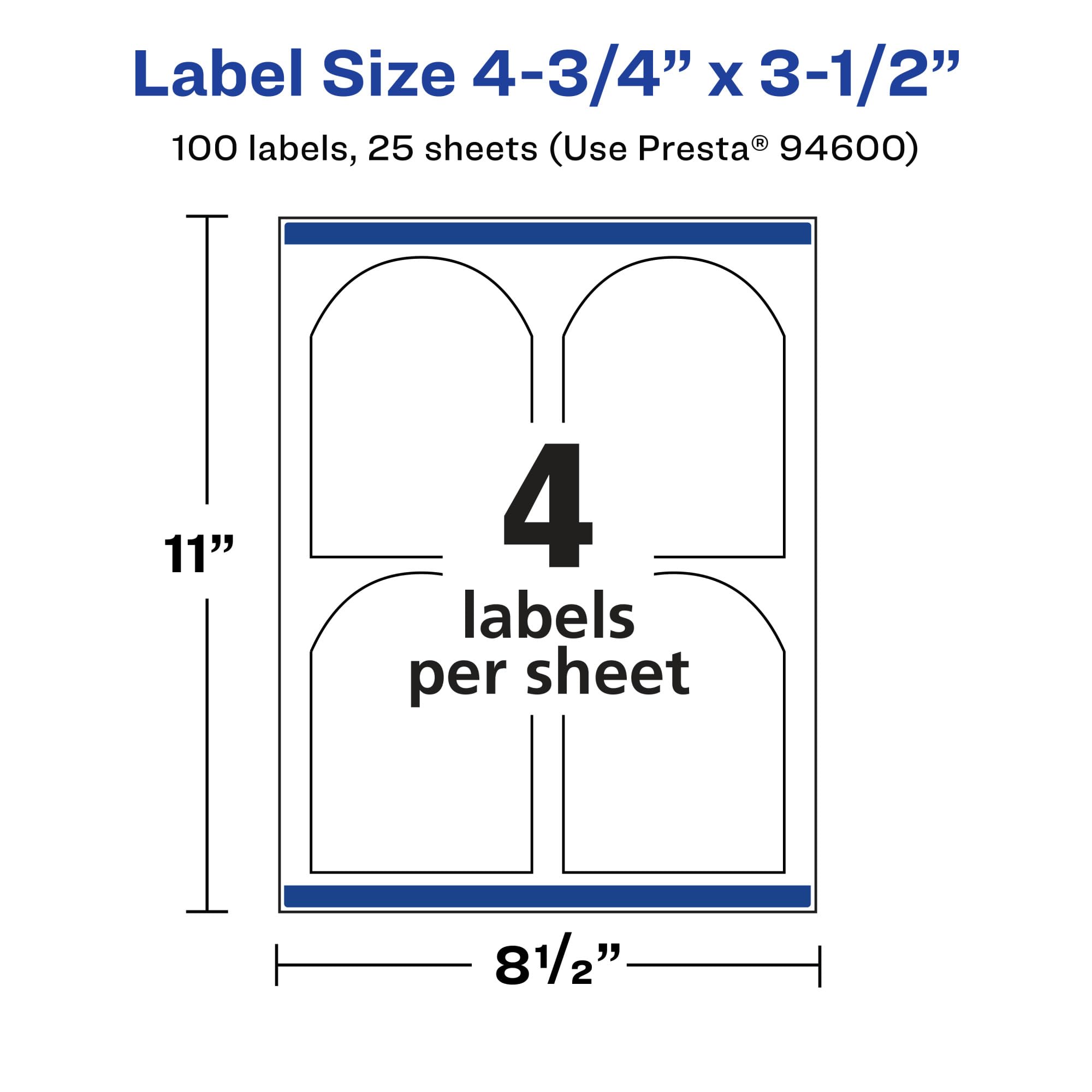 Avery Glossy Clear Arched Labels with Sure Feed, 4.75" x 3.5", 100 Glossy Clear Labels, Print-to-The-Edge, Laser/Inkjet Printable Labels