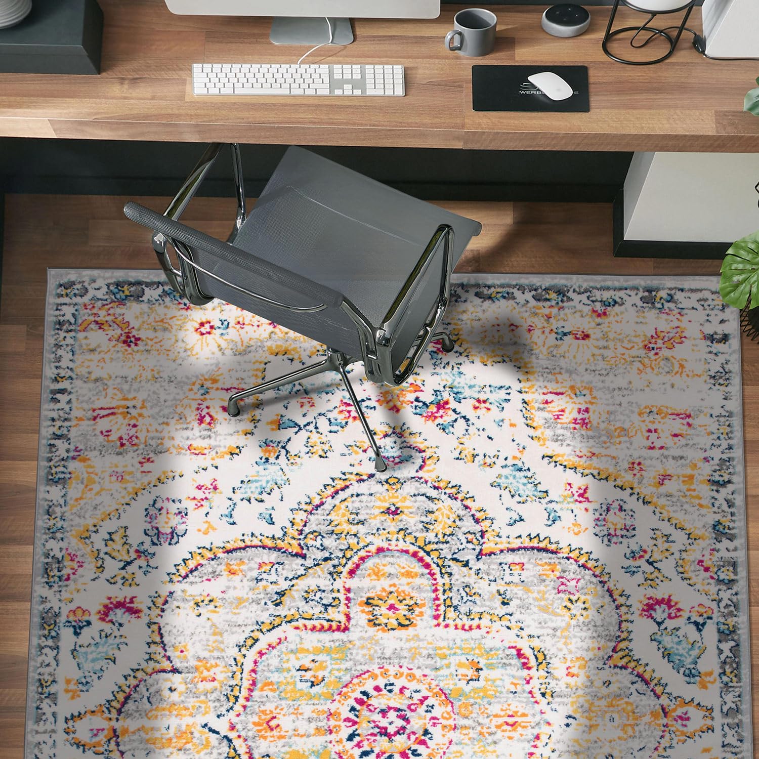 Rugshop Vintage Distressed Bohemian Area Rug 5' x 7' Gray